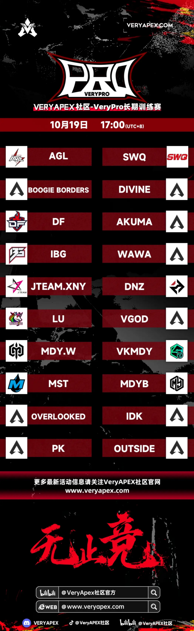 VeryPro 长期训练赛#1019参赛名单如下 - VeryApex