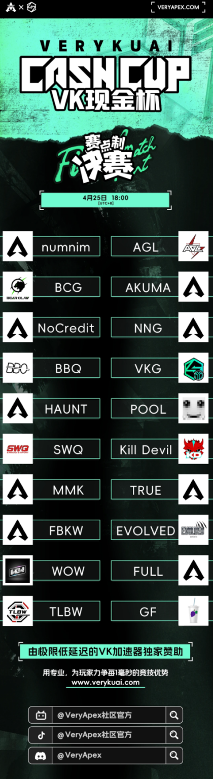 VeryApex社区-VK现金杯决赛名单如图 - VeryApex